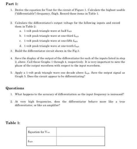 Solved Figure A Basic Differentiator In Out Figure A Chegg