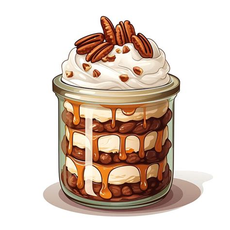 Premium Ai Image Watercolor Of Pecan Pie Mason Jar Toasted Pecans