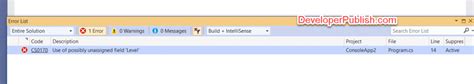 C Error Cs0170 Use Of Possibly Unassigned Field Field