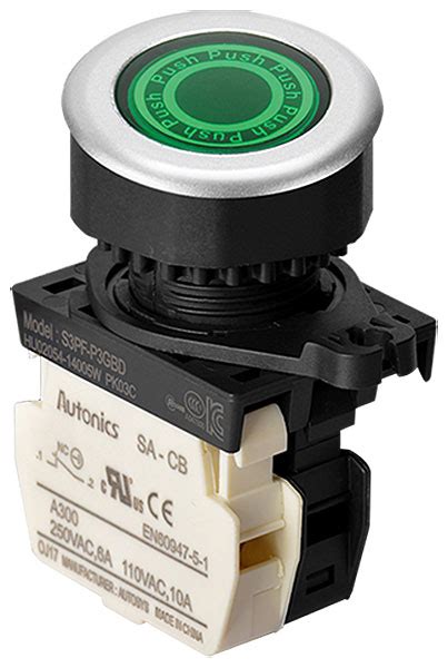 Autonics S3pf P3gbd Illuminated Flush Push Button Diameter 30 Green Normal Close Led 12