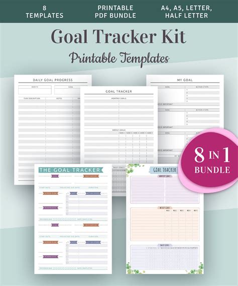 Goal Tracker Kit Collection In Printable Goal Tracking Etsy Weekly Planner Printable