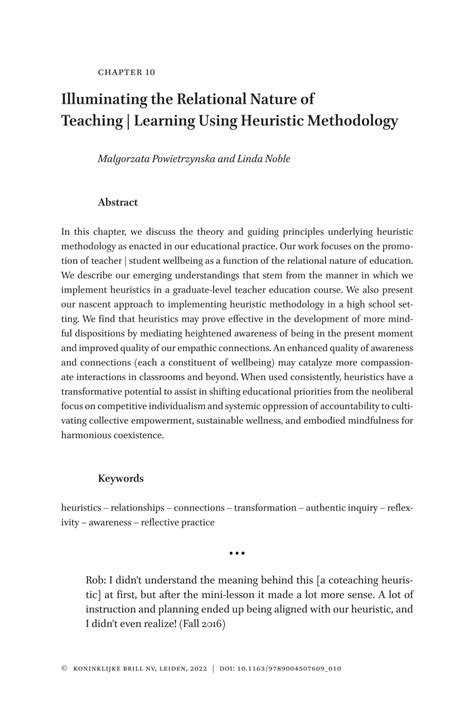 Pdf Illuminating The Relational Nature Of Teaching Learning Using Heuristic Methodology