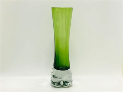 Bo Borgström Åseda Green Glass Vase Model B5840 Mid Century Modern