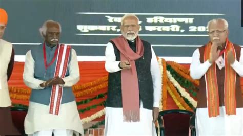 Pm Modi Inaugurates Aiims In Haryanas Rewari Gurugram Metro Rail