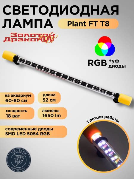 Лампа светодиодная для аквариума 18 Вт однорежимная RGB купить на OZON ...
