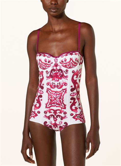 DOLCE GABBANA Bügel Badeanzug in pink fuchsia weiss