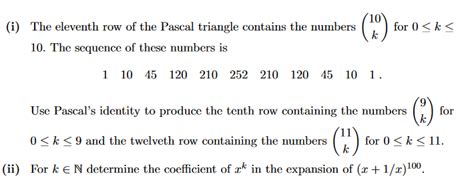 Solved I The Eleventh Row Of The Pascal Triangle Contains