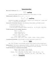 Midterm Reference Sheet Exam Cheat Sheet Binomial Coefficient For R