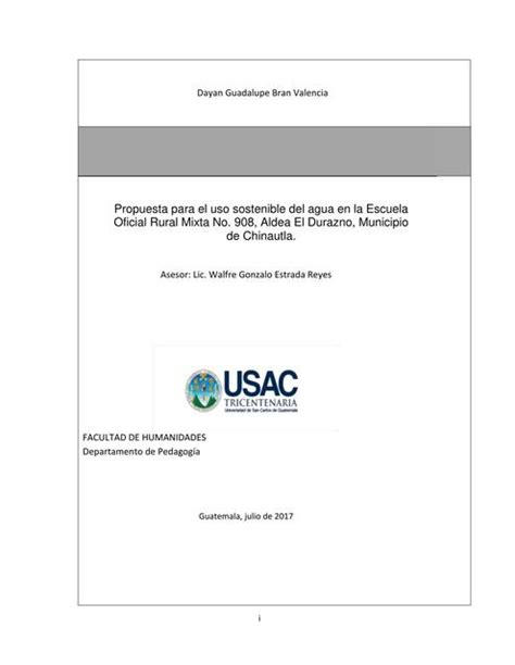 Propuesta Para El Uso Sostenible Del Agua Mundo Estudiantil Udocz