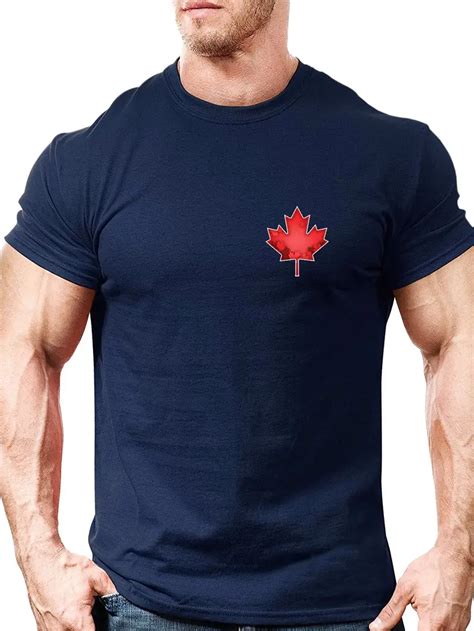 Maple Leaf Pattern Print Mens Comfy T Shirt Graphic Tee Temu Norway