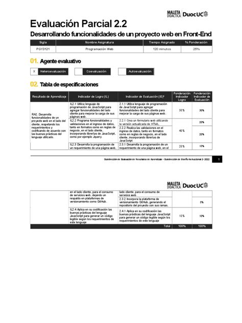 evaluación parcial 2 2 desarrollo front end pdf script java red