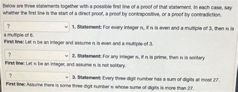 Solved Below Are Three Statements Together With A Possible
