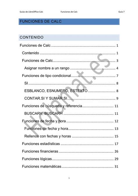 Pdf Funciones De Calc Contenido Funciones De Calcguías De Libreoffice