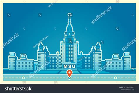 Illustration Of Moscow State University At Night Royalty Free Stock