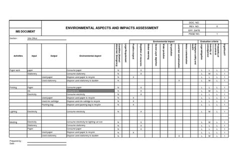Aspect And Impact Assement Pdf Stationery Recycling