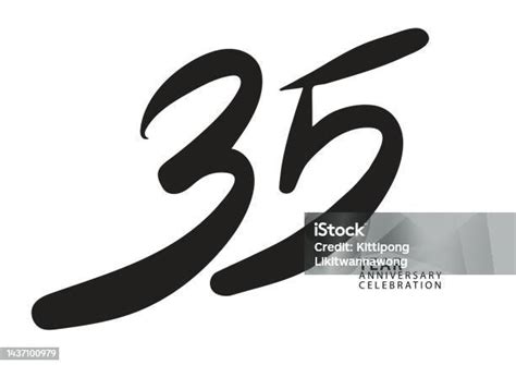 35 주년 기념 축 하 블랙 컬러 로고 타입 벡터 35 숫자 디자인 35 번째 생일 초대장 로고 번호 디자인 벡터 일러스트 레이