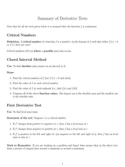 Derivative Tests Summary Pdf Theoretical Computer Science Applied