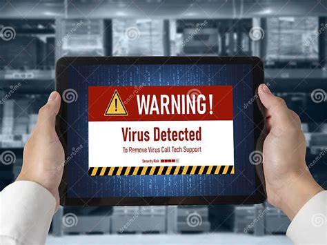 Virus Warning Alert On Computer Screen Detected Modish Cyber Threat Stock Image Image Of