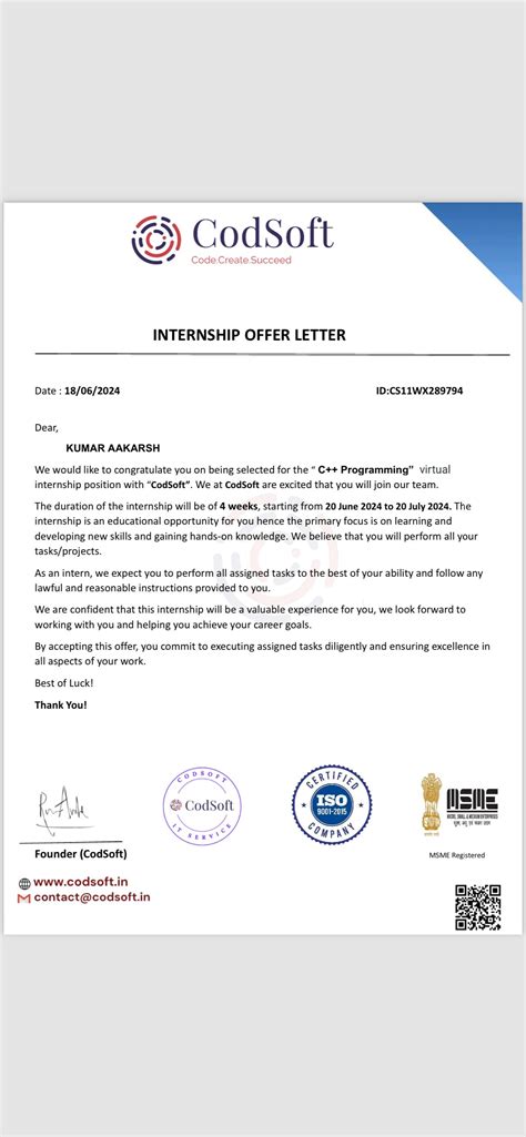 Kumar Aakarsh On Linkedin Internship Careergrowth Codsoft