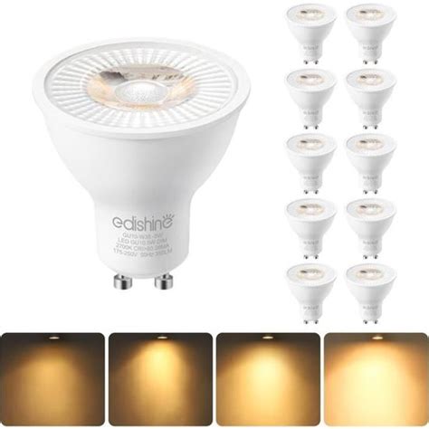 Ampoules Led Spot Culot Gu Dimmable W Quivalent W Lm Blanc Chaud K Larges