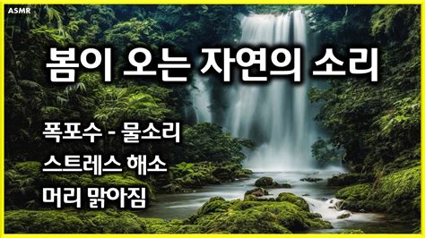 자연의 소리 폭포 물소리 Asmr 자연의소리 봄의소리 물소리 Youtube