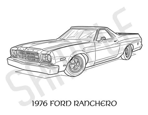 1976 Ford Ranchero Pickup Truck Adult Coloring Page Printable Coloring