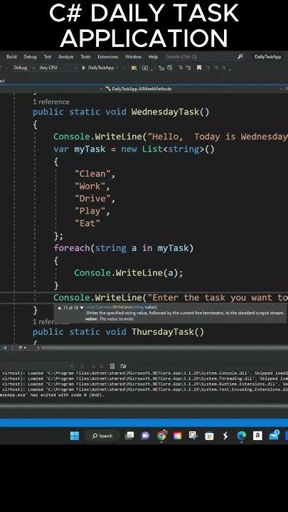 C Programming Daily Application Schedule Shorts Csharp Programming