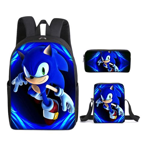 3d New School Bag Sonic Three Piece Combo Set Elementary School Student