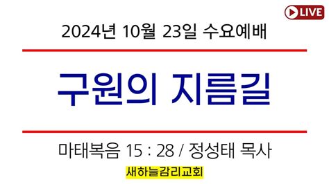 새하늘 감리교회 실시간 예배 Youtube