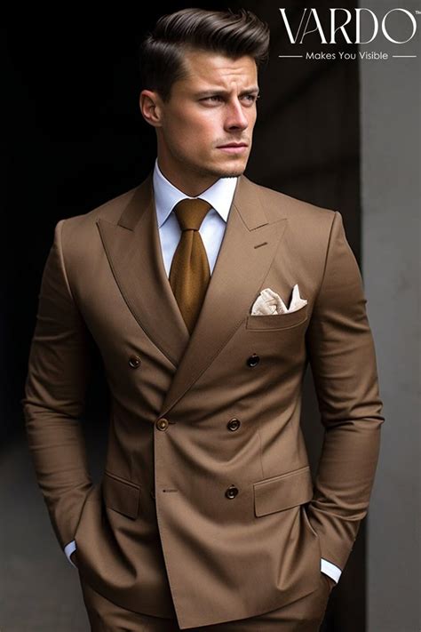 Timeless Elegance And Versatility Light Brown Double Breasted Suit For