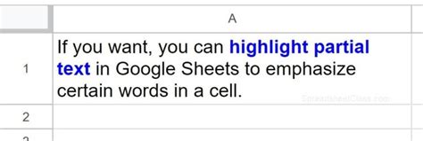 How To Highlight Partial Text In Google Sheets Spreadsheet Class
