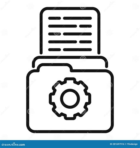Mail Gear Folder Icon Outline Vector Page Report Stock Illustration Illustration Of Page