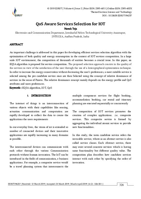 Pdf Qos Aware Services Selection For Iot