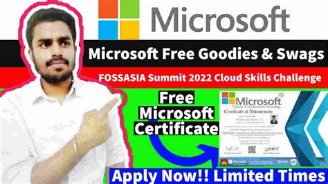 Fossasia Summit 2022 Cloud Skills Challenge By Microsoft Microsoft Free Swags And Goodies
