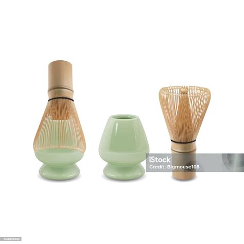 현실적인 상세한 3d 대나무 털 세트 일본 말차 다도 개념 벡터 0명에 대한 스톡 벡터 아트 및 기타 이미지 0명 3차원 형태 가루로 빻은 Istock