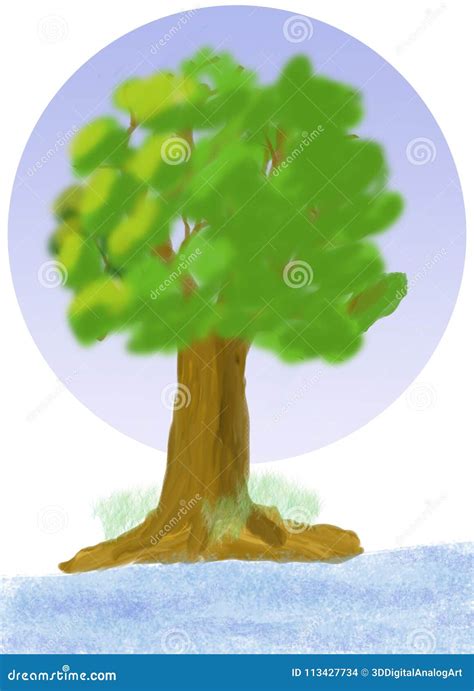 Green Tree Beside A River Digital Art Stock Vector Illustration Of Heaven Branches
