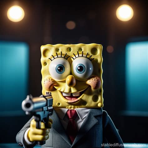 Spongebob In Serious Pose With Guns Stable Diffusion Online