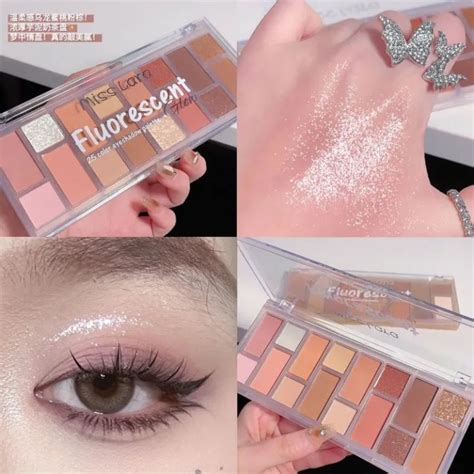 Miss Lara Fluorescent 16 Colors Eyeshadow Palette Pearly Matte Shimmer Shiny Sequins Eye