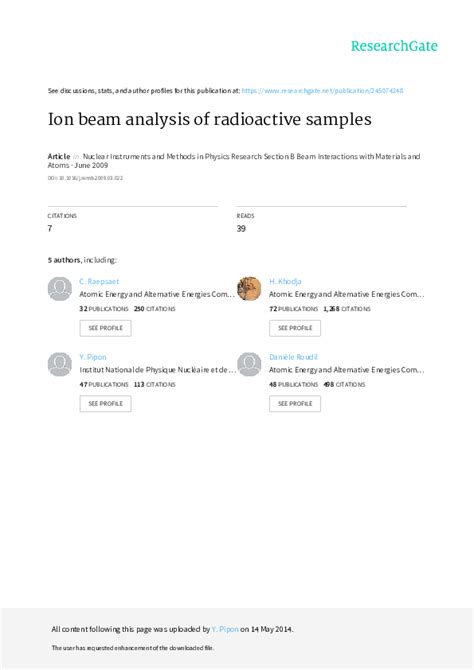 Pdf Ion Beam Analysis Of Radioactive Samples