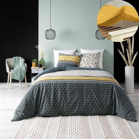 Pack Housse De Couette 240 X 220 Cm Coton BIO 57 Fils Fleurine Drap