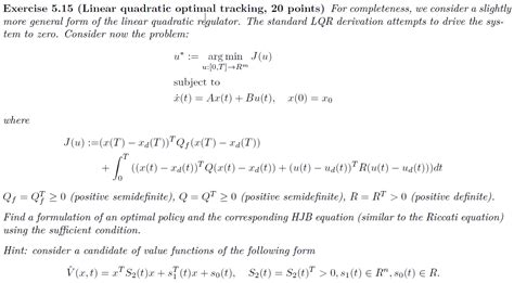 Solved Exercise 515 Linear Quadratic Optimal Tracking 20