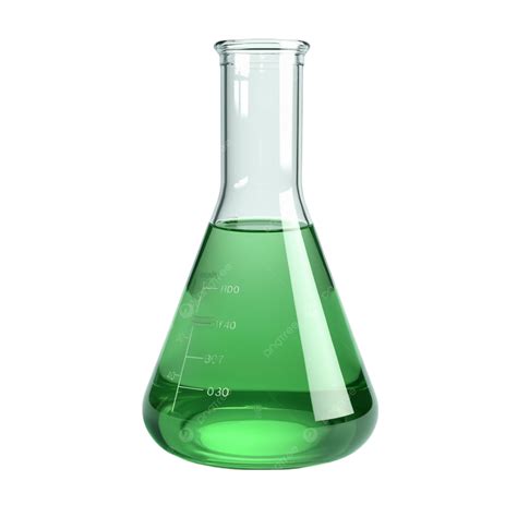 Glass Flask With Green Liquid Chemistry Lab Beaker Filled Mysterious