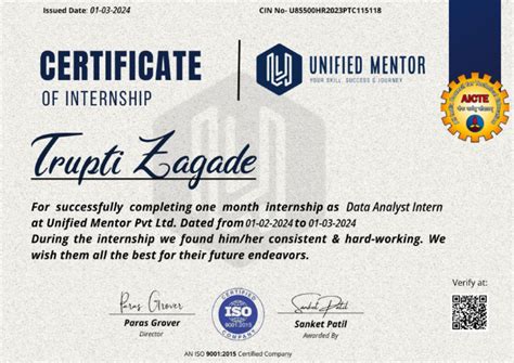 Data Analyst Internship Certificate Pdf