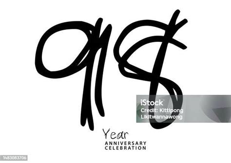 98 주년 기념 블랙 컬러 로고 벡터 98 숫자 디자인 98 번째 생일 초대장 기념일 로고 템플릿 로고 번호 디자인 벡터 서예 글꼴 타이포그래피 로고 검은색에 대한 스톡