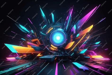 premium photo colorful motion elements with neon led illumination