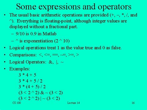 Some Expressions And Operators