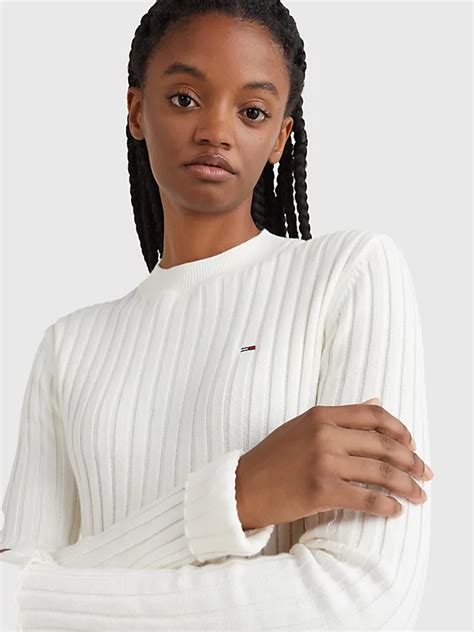 Essential Boxy Pullover Mit Mock Rollkragen Weiß Tommy Hilfiger