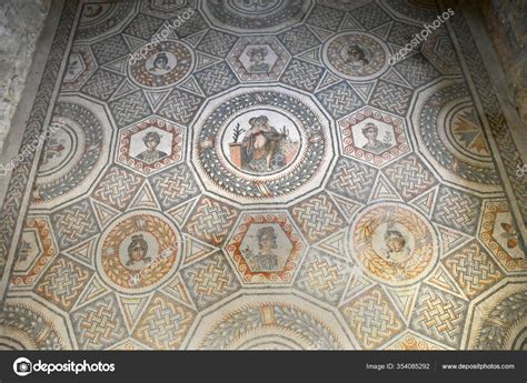 Ancient Roman Mosaic Floor Erotic Themed Medallion Centre Unesco Listed