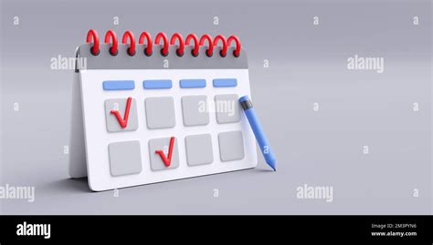 Calendar Task Check List Table Organizer And Pencil Checkmarks Copy Space Time Schedule