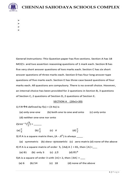 Class 12 Maths 041 Ce Qp Set 1 Pdf Trigonometric Functions Sphere
